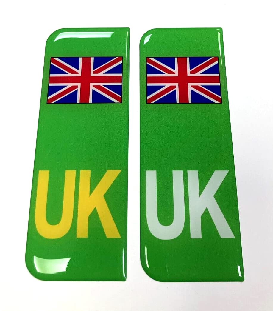 Green Zero Emissions Union Jack UK Vehicle Number Plate Stickers ...