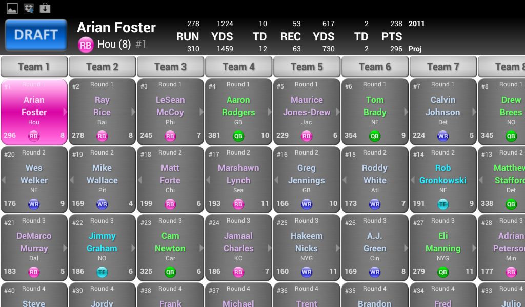 Fantasy Football Draft Grid - App on Amazon Appstore
