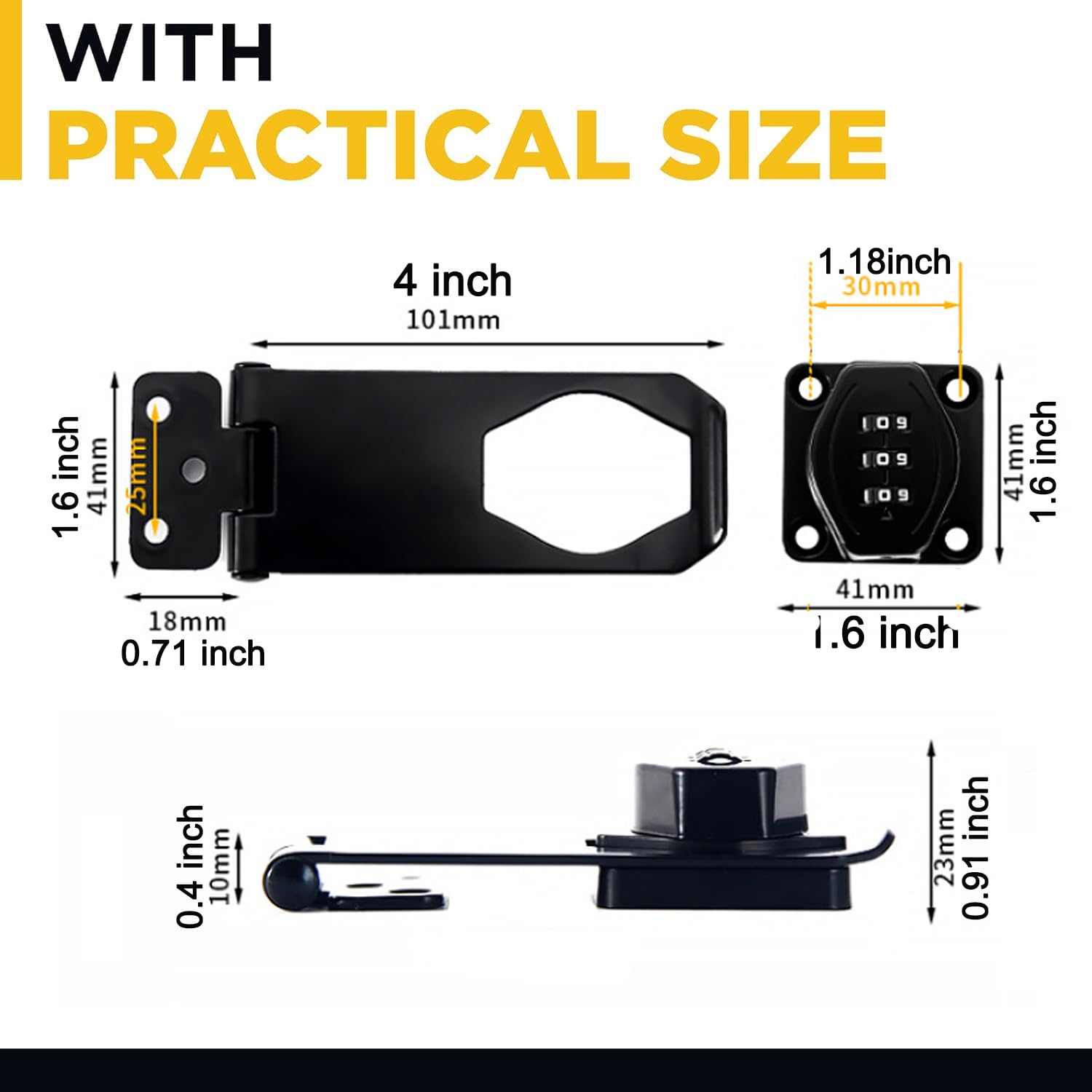 Snapklik.com : Password Rotary Hasp Locks, 2 Pack Door Security Slide ...