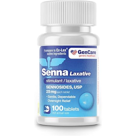 Amazon.com: GenCare - Maximum Strength Senna Laxative 25mg (100 Tablets ...
