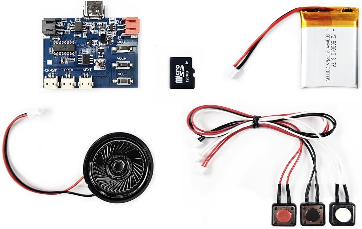 MP3 Soundmodul mit 7 Tasten, 3 Wiedergabeoptionen , 128 MB Speicher ...