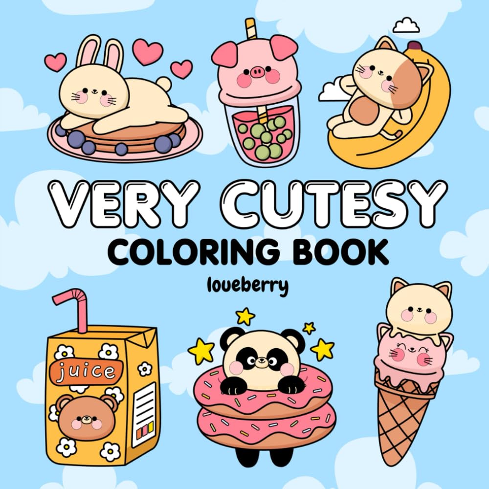 Amazon.com: Very Cutesy: Coloring Book for Adults and Kids Featuring ...