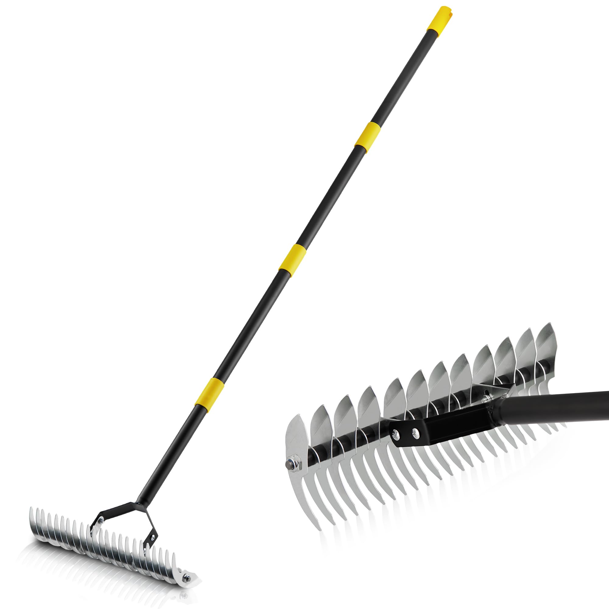 Amazon.com : Double-Sided Thatch Rake 23 Tines, 15 Inch Wide Metal ...