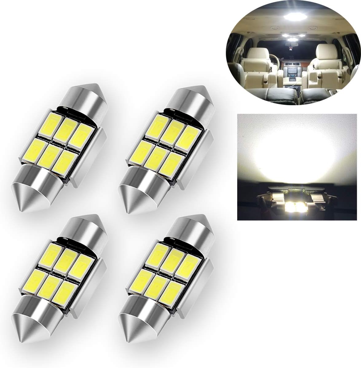 Amazon.com: TORIBIO 31mm LED Bulbs 6000K Pure White Bright Interior Car Lights Error Free CANBUS ...