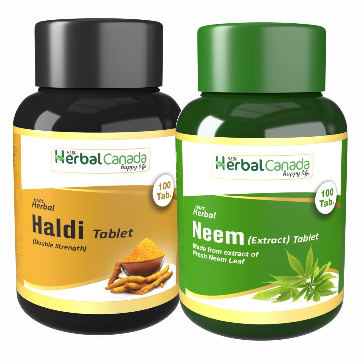Herbal Canada Neem & Haldi Combo | 100 Tablets Each, Natural Ayurvedic ...