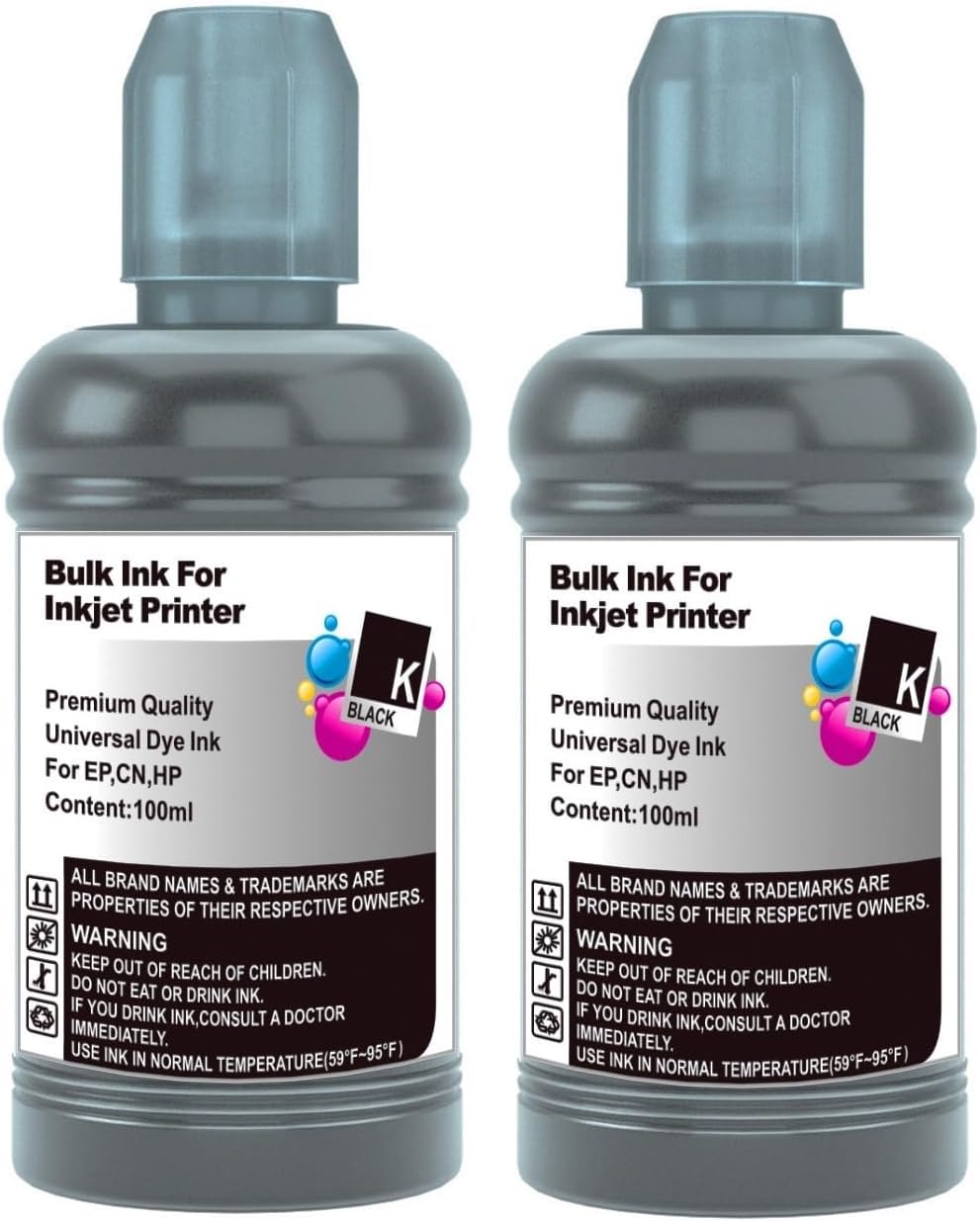 Amazon.com: 100ml Replacement Black Dye Refill Ink Bottles Compatible ...