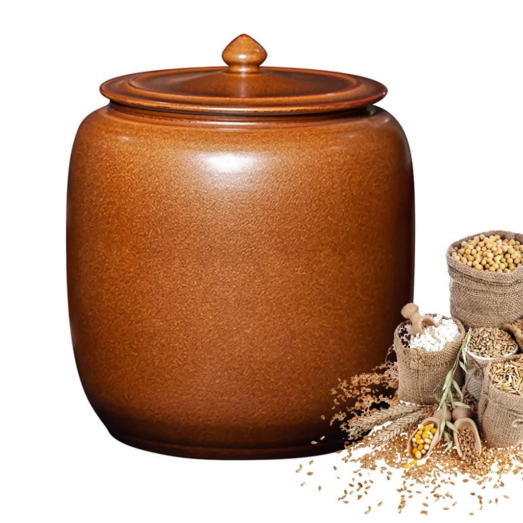 Amazon.com: Grain Dispenser, Ceramic Rice Cylinder with Lid, Airtight ...
