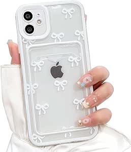 Amazon.com: NITITOP Compatible with iPhone 11 Case Clear with Card Holder Cute Bow Ribbon for ...