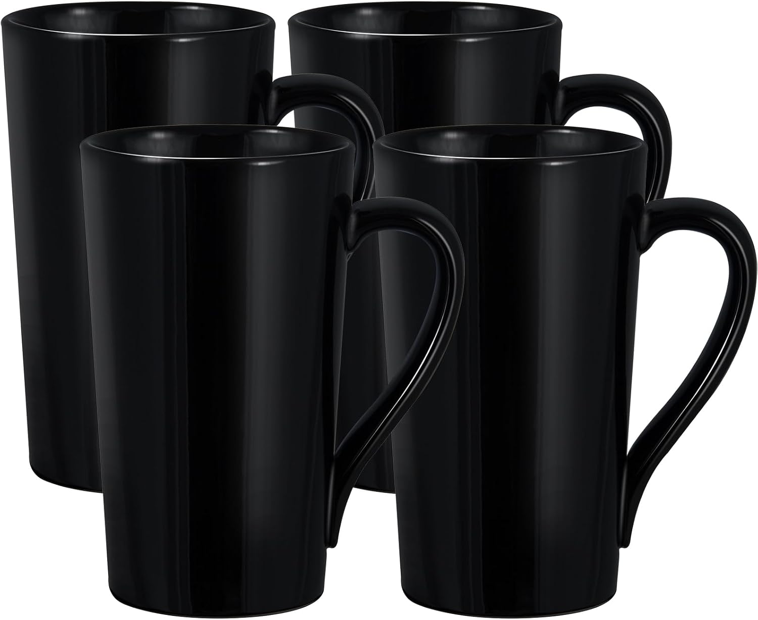 20oz Porcelain Coffee Mugs Set of 4, Large Tall Coffee Mugs with Handles, Modern Ceramic Coffee ...