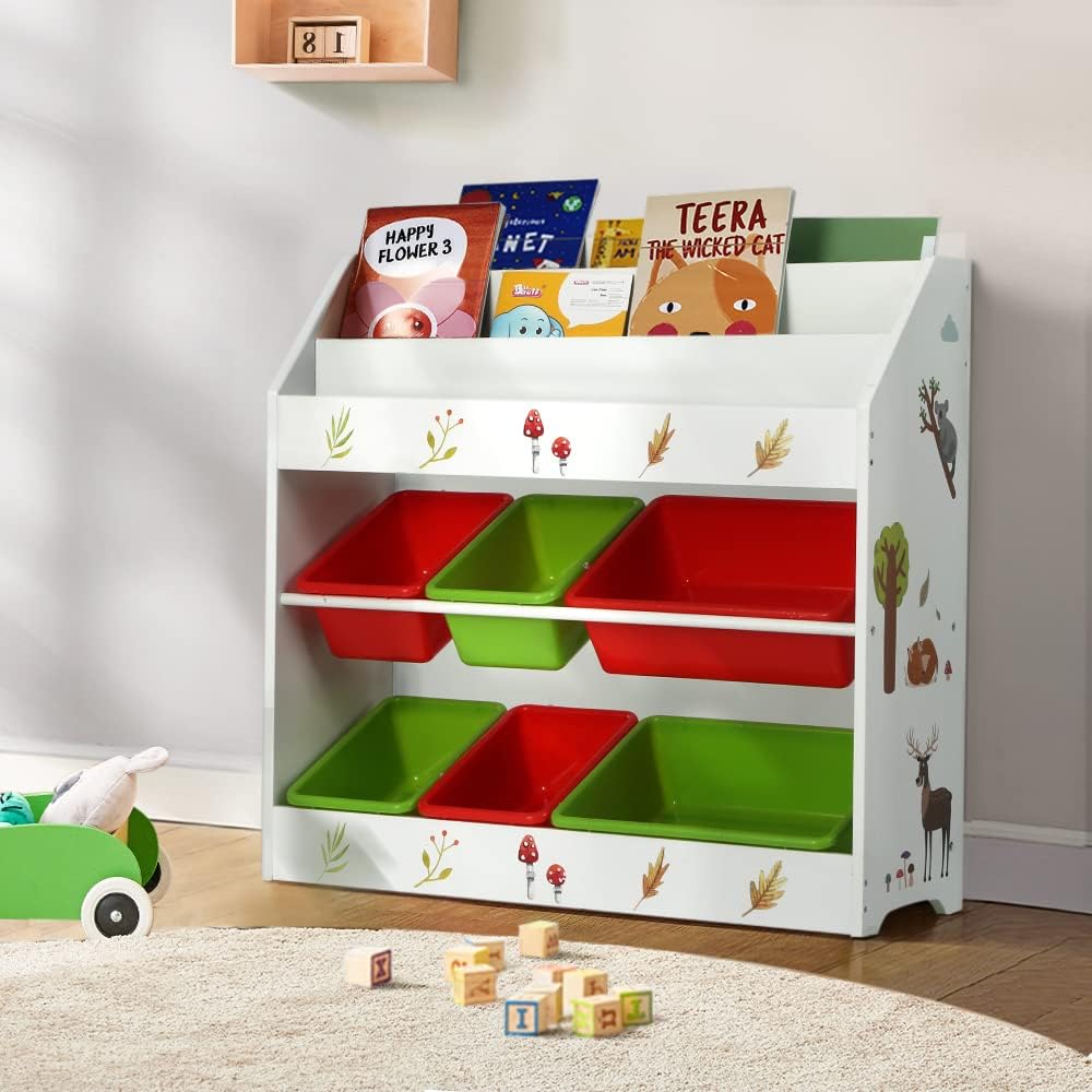 Bluey Kids Bedroom Toy Storage Unit with 6 fabric storage boxes ...