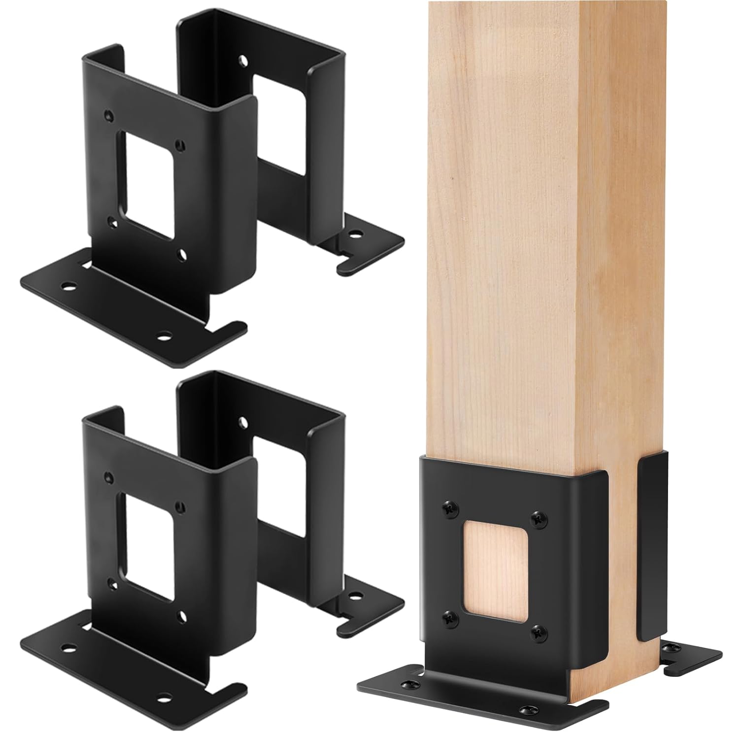 4Pcs Adjustable 4x4 Pergola Post Base for Wood Fence, 4x6 Post Anchor ...