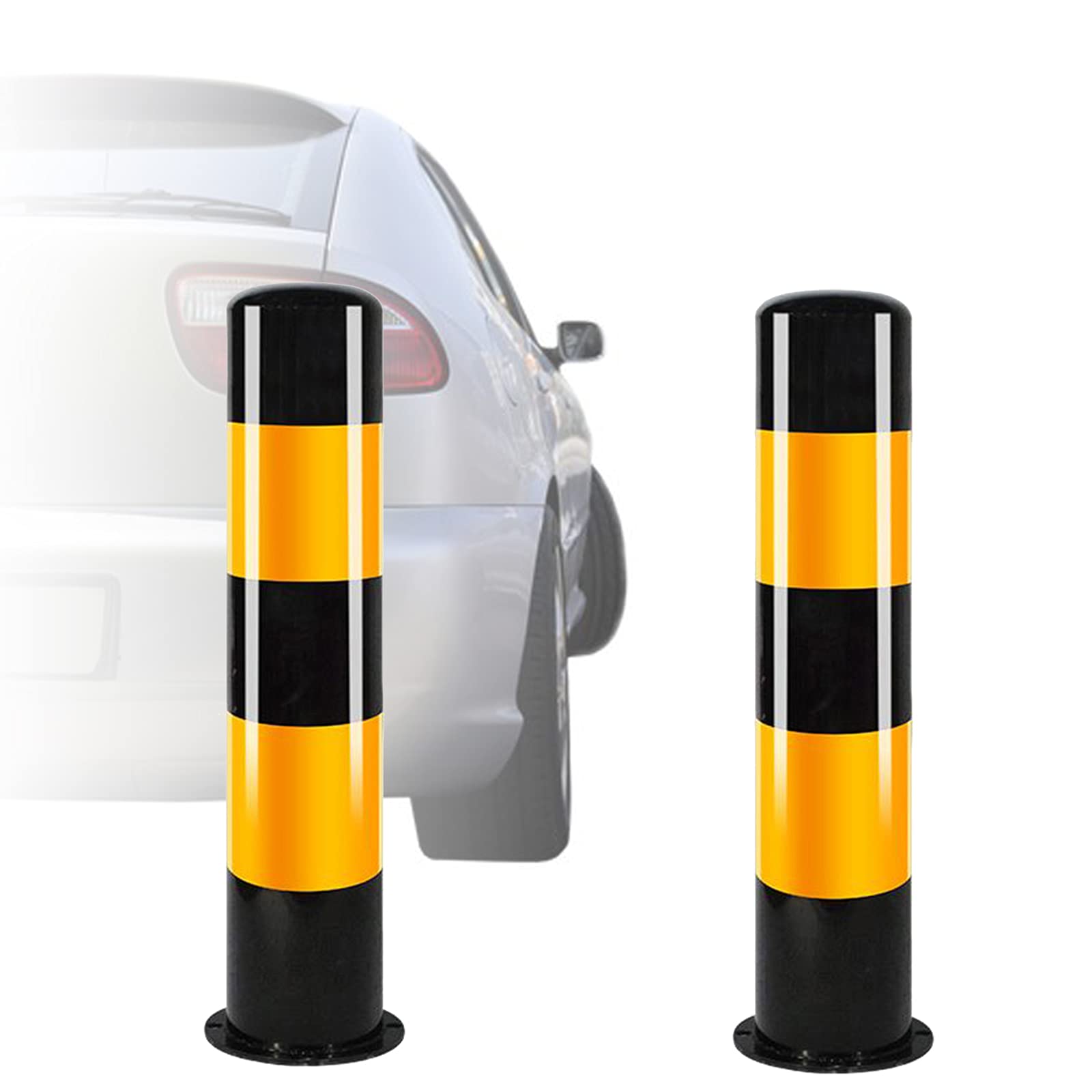 Buy 2 Bollard Post Traffic Cones 29.5 inch Metal Driveway Barrier Steel ...