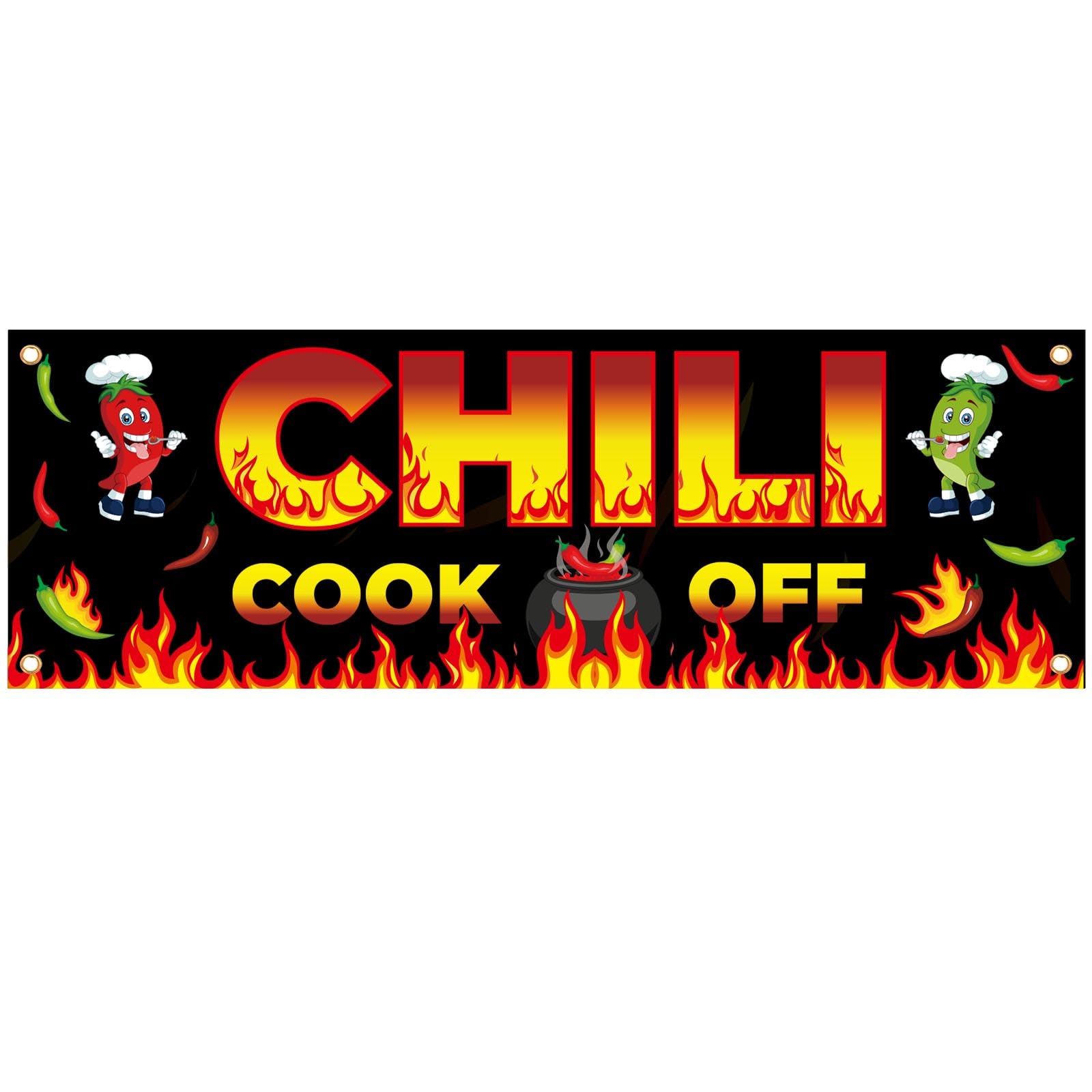 Amazon.com: Chili Cook Off Banner Decorations, 41x24 Inch Fabric Chili ...