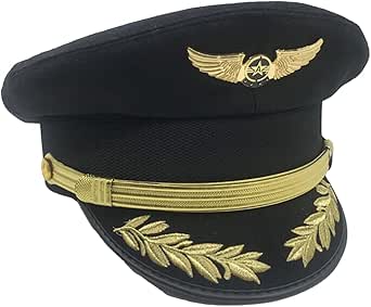 Amazon.com: GK-O Pilot Cap Airline Captain Hat Uniform Hat Party Cap ...