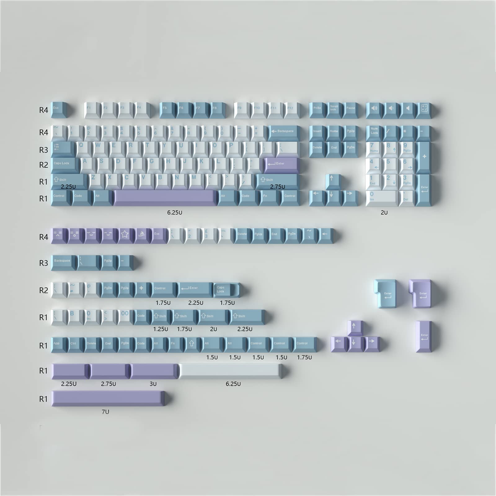 172 Keys Double Shot Keycaps Cherry Profile Illusion Keycap Set ...