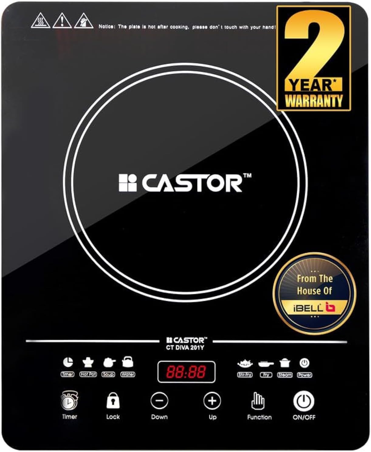 Buy IBELL Castor DIVA Induction Cooktop 2000W, Touch Control, Auto Shut ...