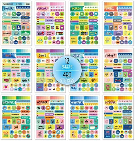 Amazon.com: Hilsayum 12 Pieces Planner Stickers Seasonal Calendar ...
