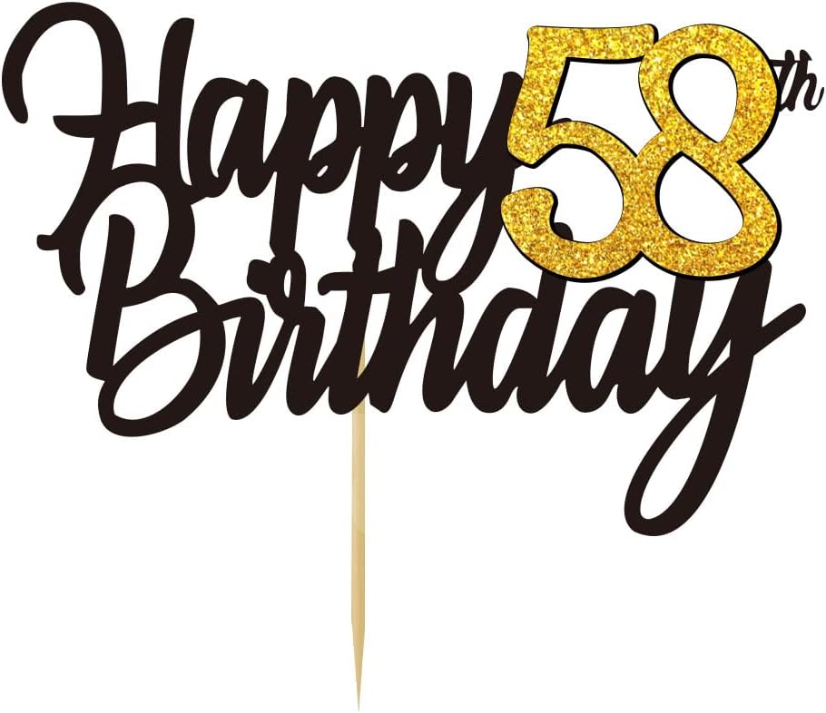 Amazon.com: Happy 58th Birthday Cake Toppers Glitter 58th Anniversary ...