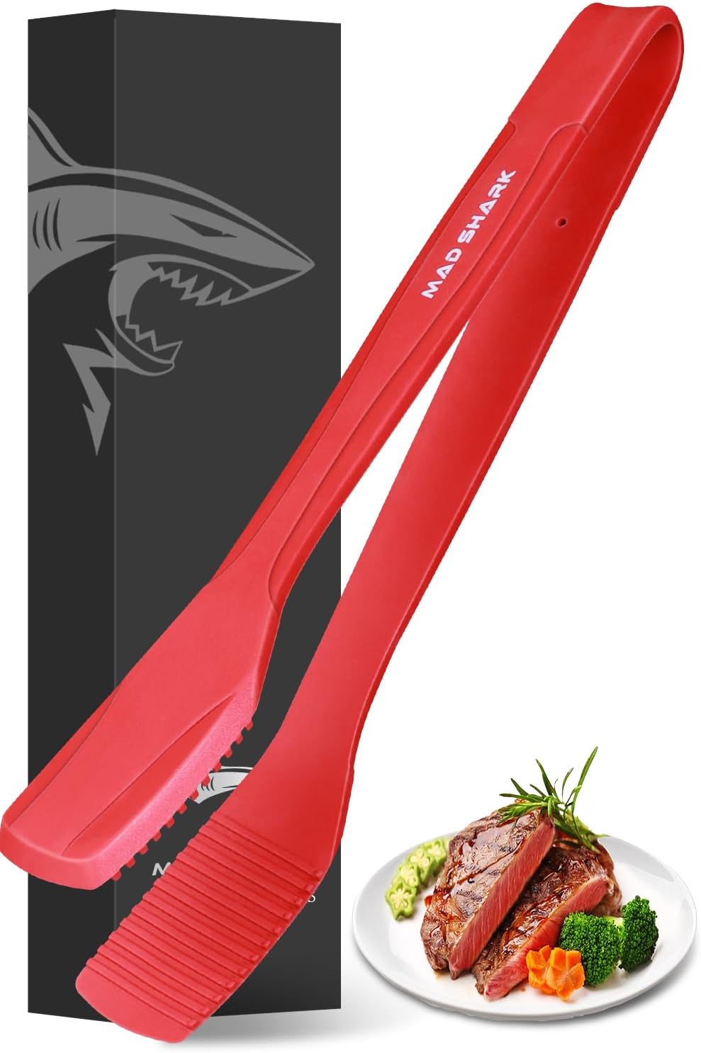 Amazon.com: MAD SHARK Tongs, Silicone Cooking Tongs, 11 Inch Food Tongs ...