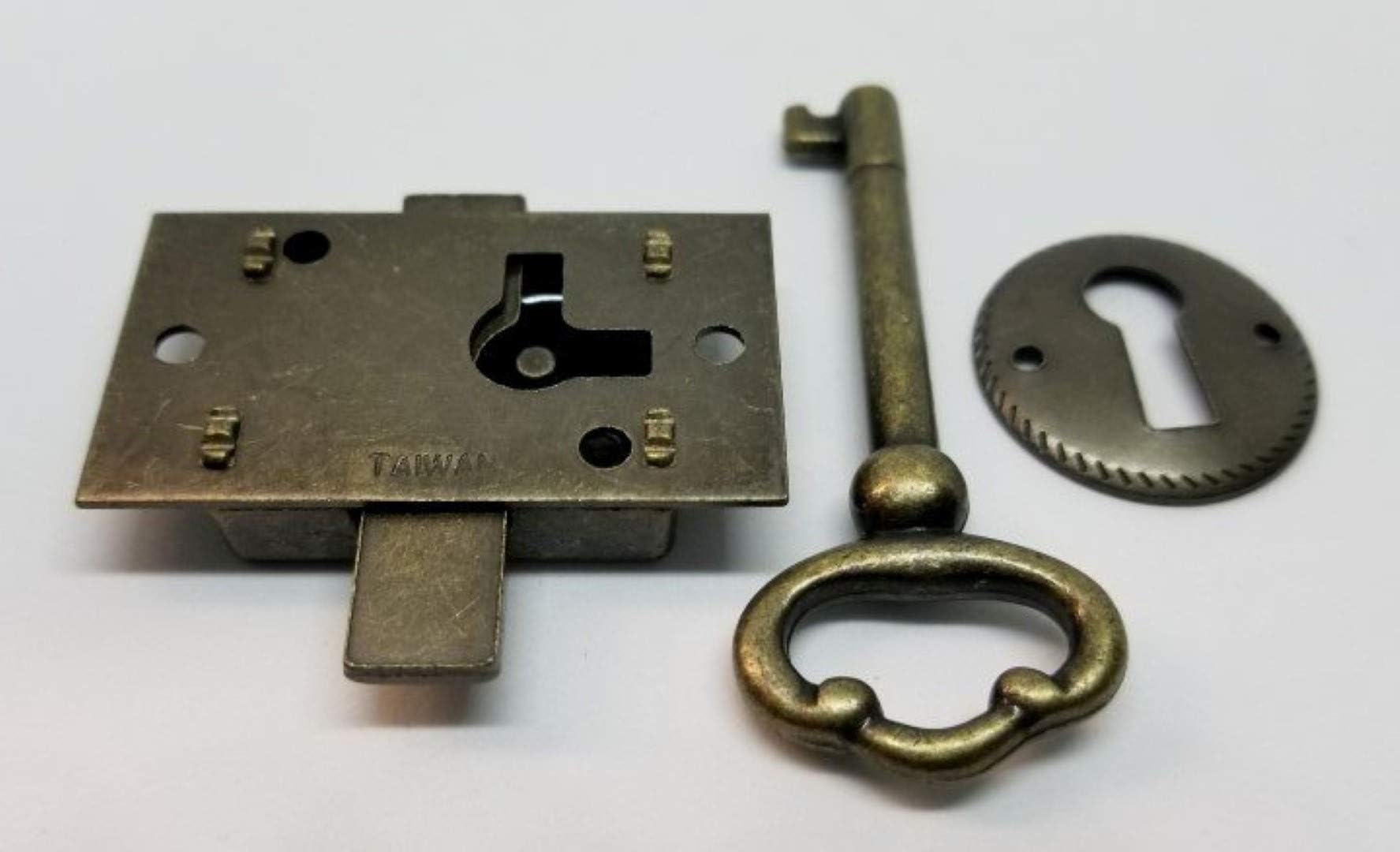 Small Antique Brass Flush Mount Lock for Cabinet Doors or Dresser ...
