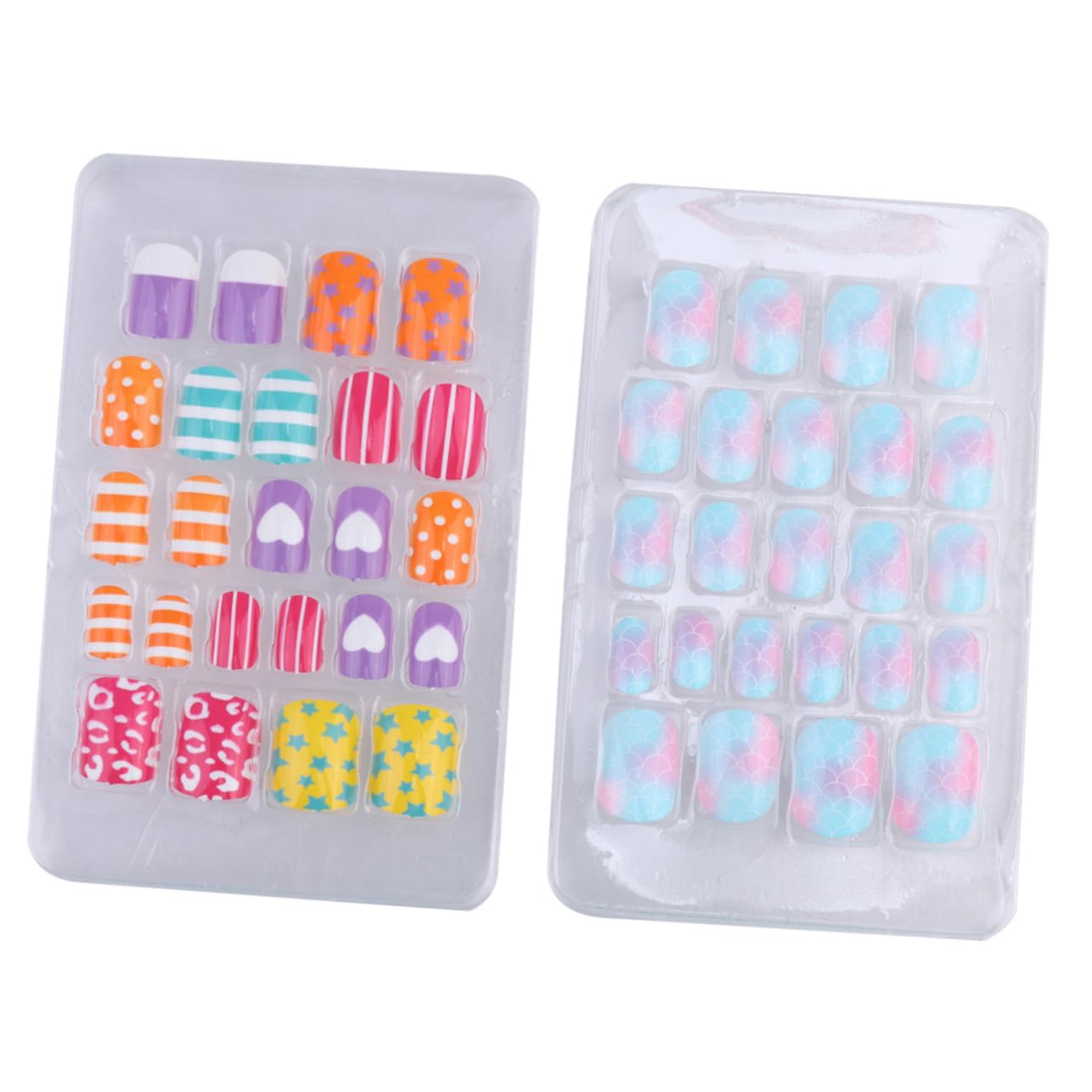 PLAFOPE 2 Boxes Set Kids False Nail Press on Pre-Glue Full Cover ...