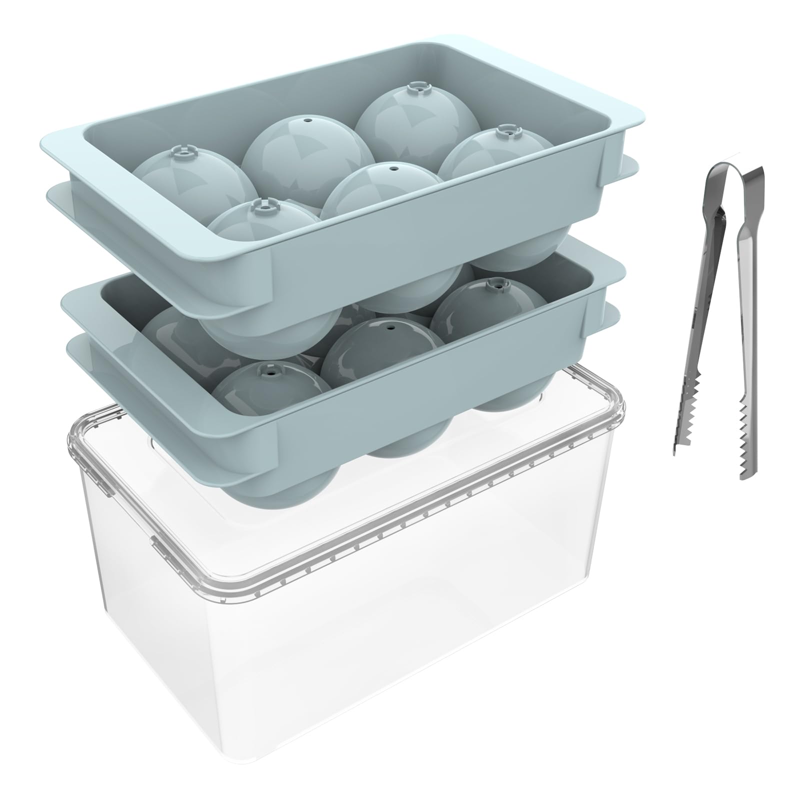 Lamesa Large Ice Cube Molds with Lid&Bin, 2Inch Whiskey Ice Mold for ...