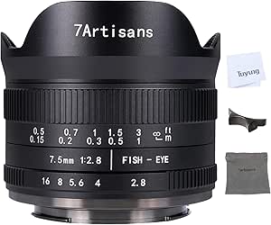 Amazon.com : 7artisans 7.5mm f2.8 II Manual Fisheye Lens Compatible with MFT M4/3 Mount Cameras ...