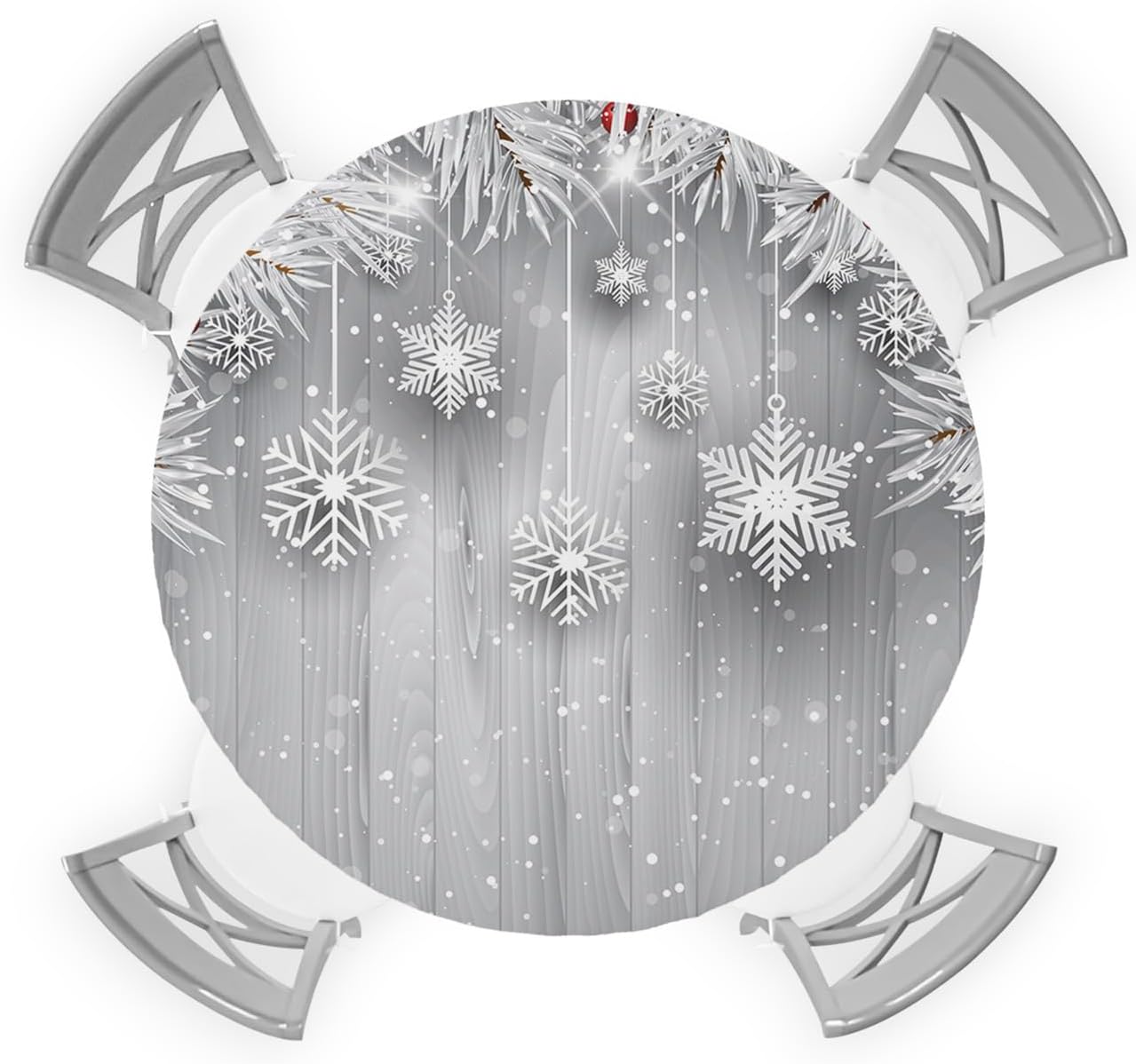 Amazon.com: Christmas Pine Round Tablecloth Fitted Table Cover, Elastic ...