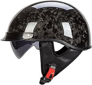 Amazon.com: LRFUQI Retro Motorcycle Half Face Helmet Carbon Fiber Half ...