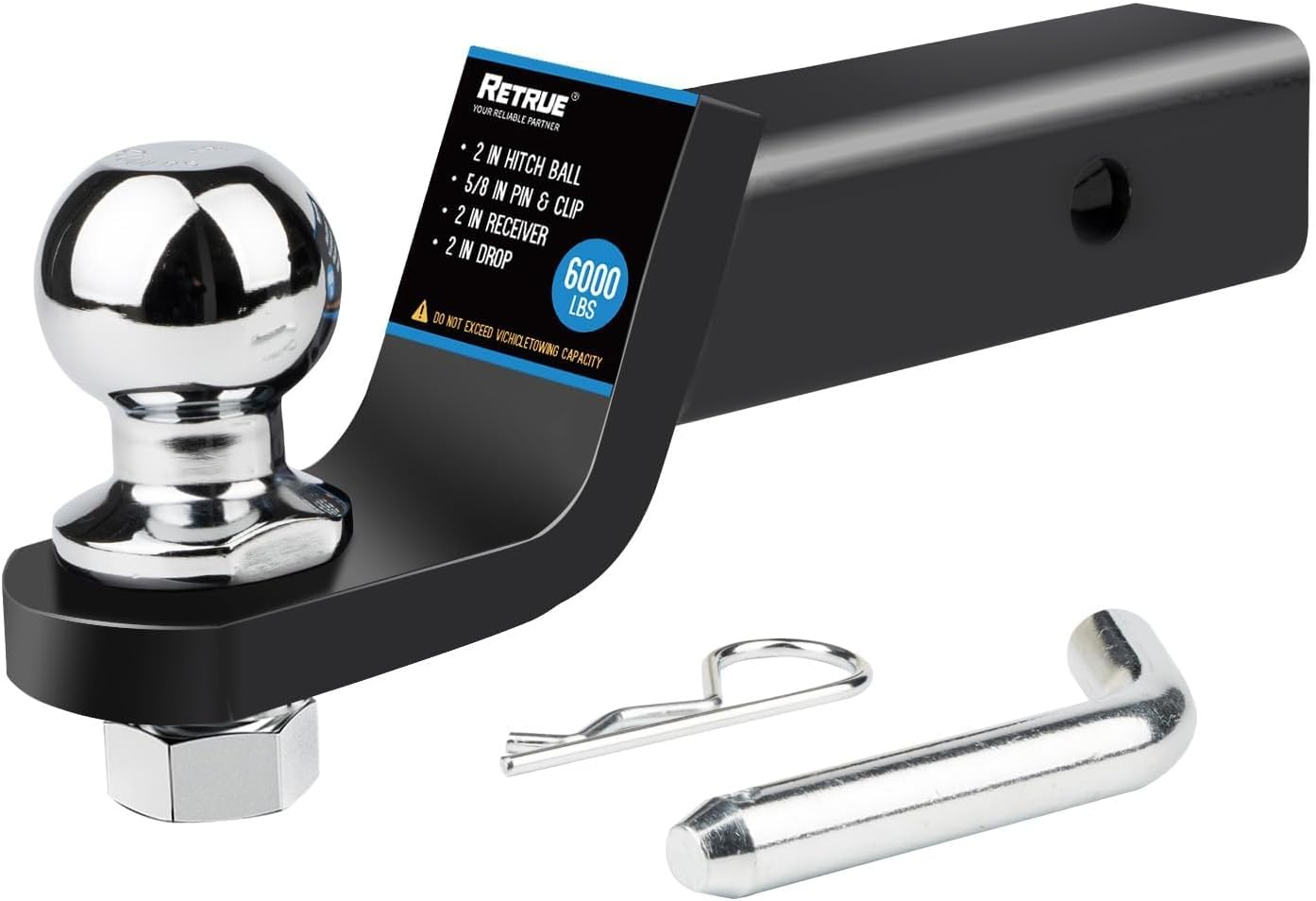 Amazon.com: RETRUE Trailer Hitch Ball Mount with 2 inch Ball & Hitch ...