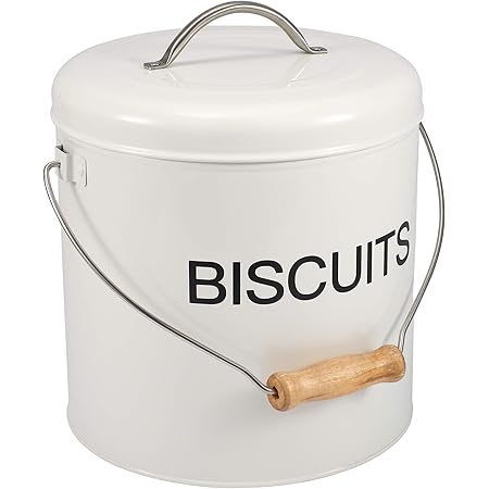 Home Basics Biscuits Tin Canister, Retro Style Airtight Metal Biscuit ...