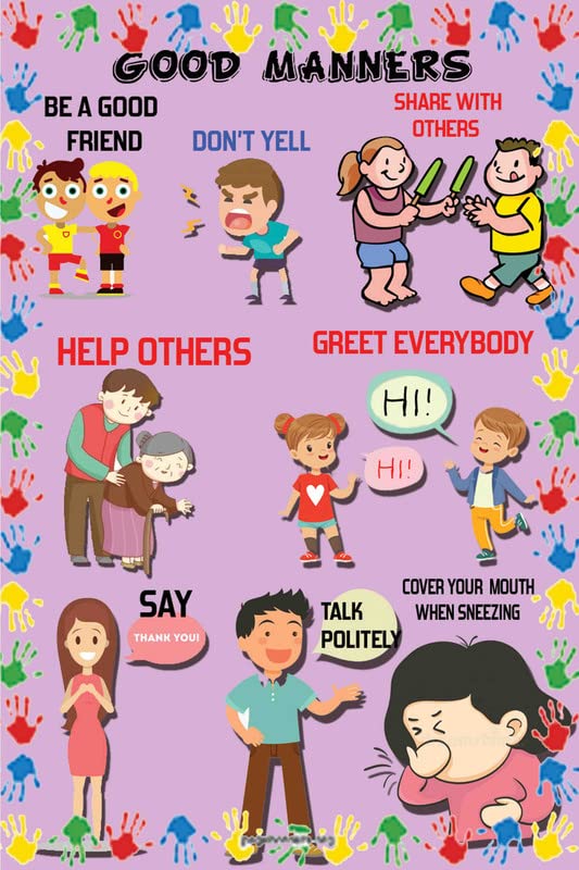 Yellow Alley Early Learning Wall Sticker Poster On Good Manners|Kids ...
