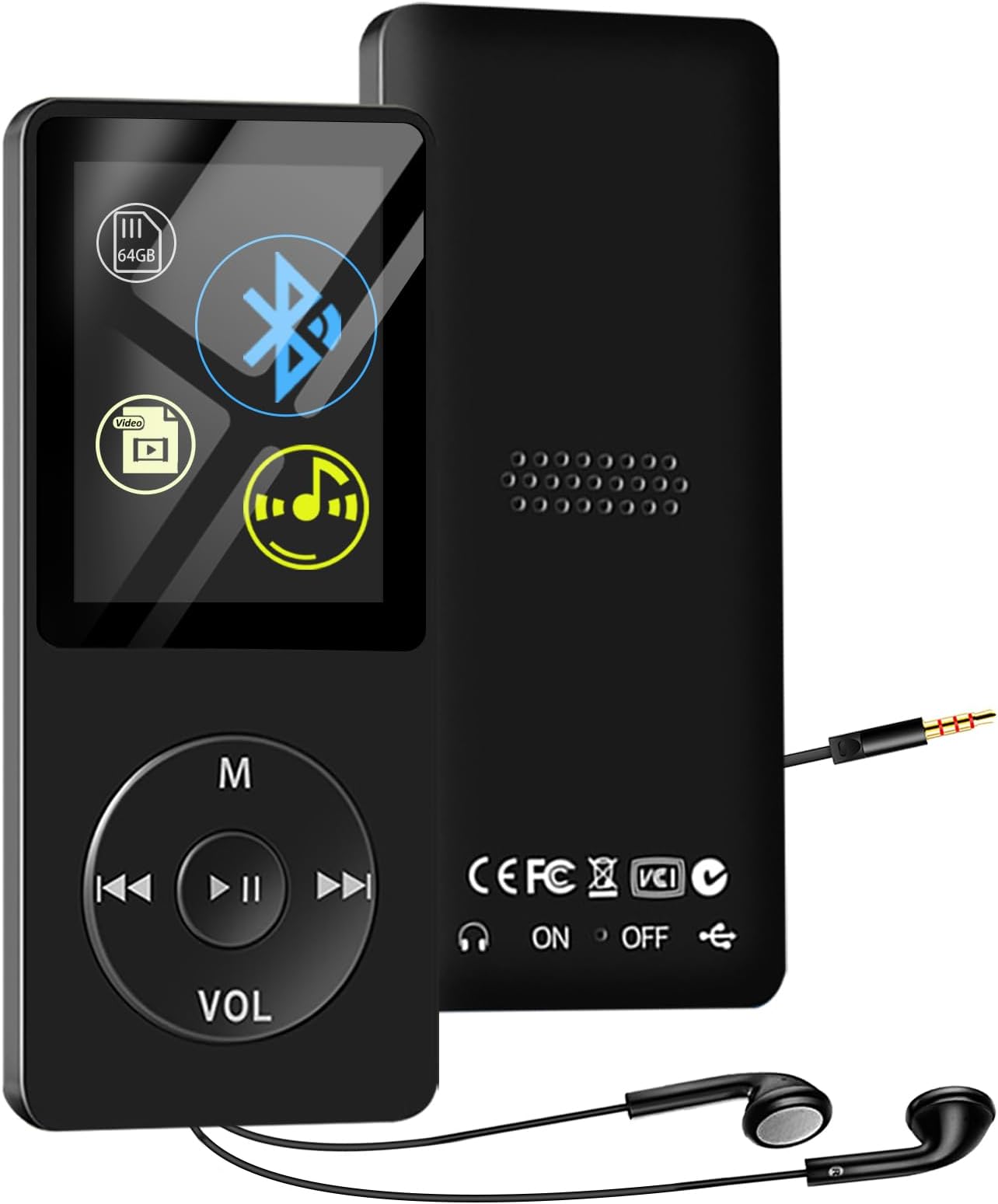 Amazon.com: 64GB MP3 Player Music Player with Bluetooth 5.2, Shuffle ...