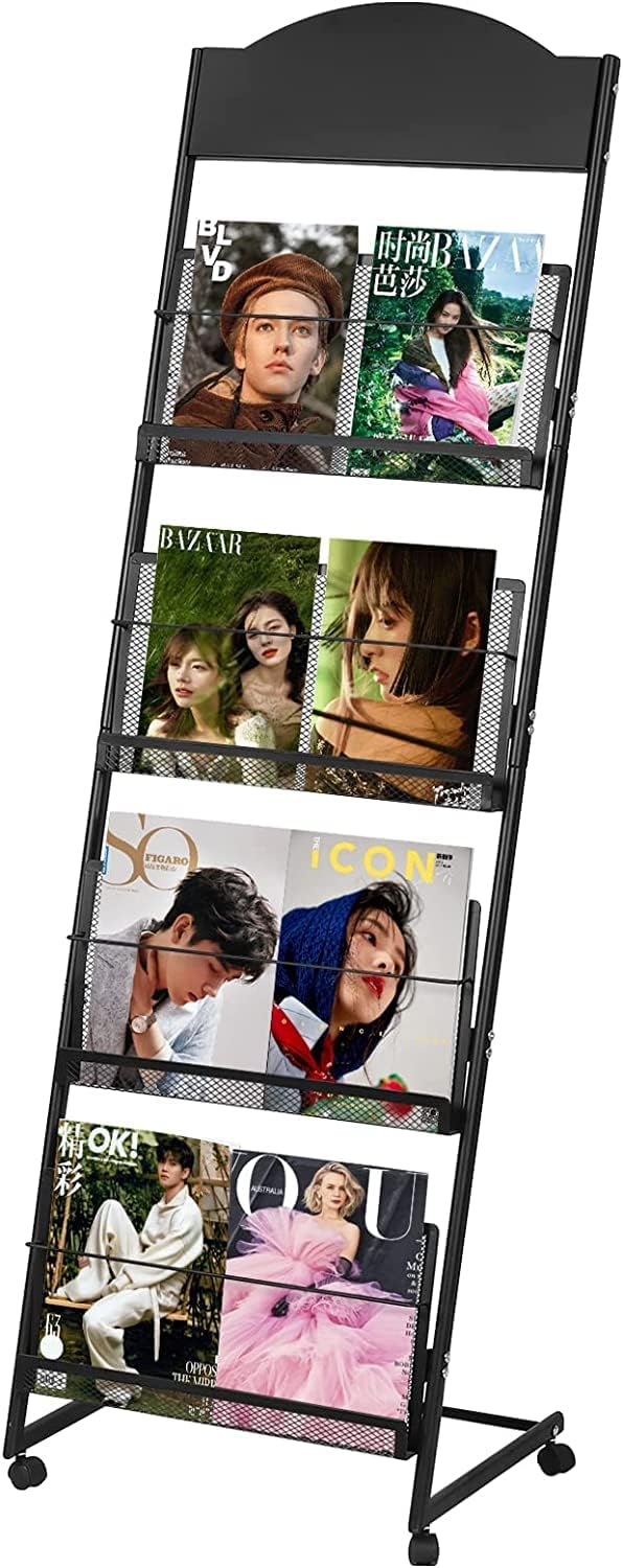 LIWSHWZ Magazine Rack Floor Standing Newspaper Rack, Brochure Display ...