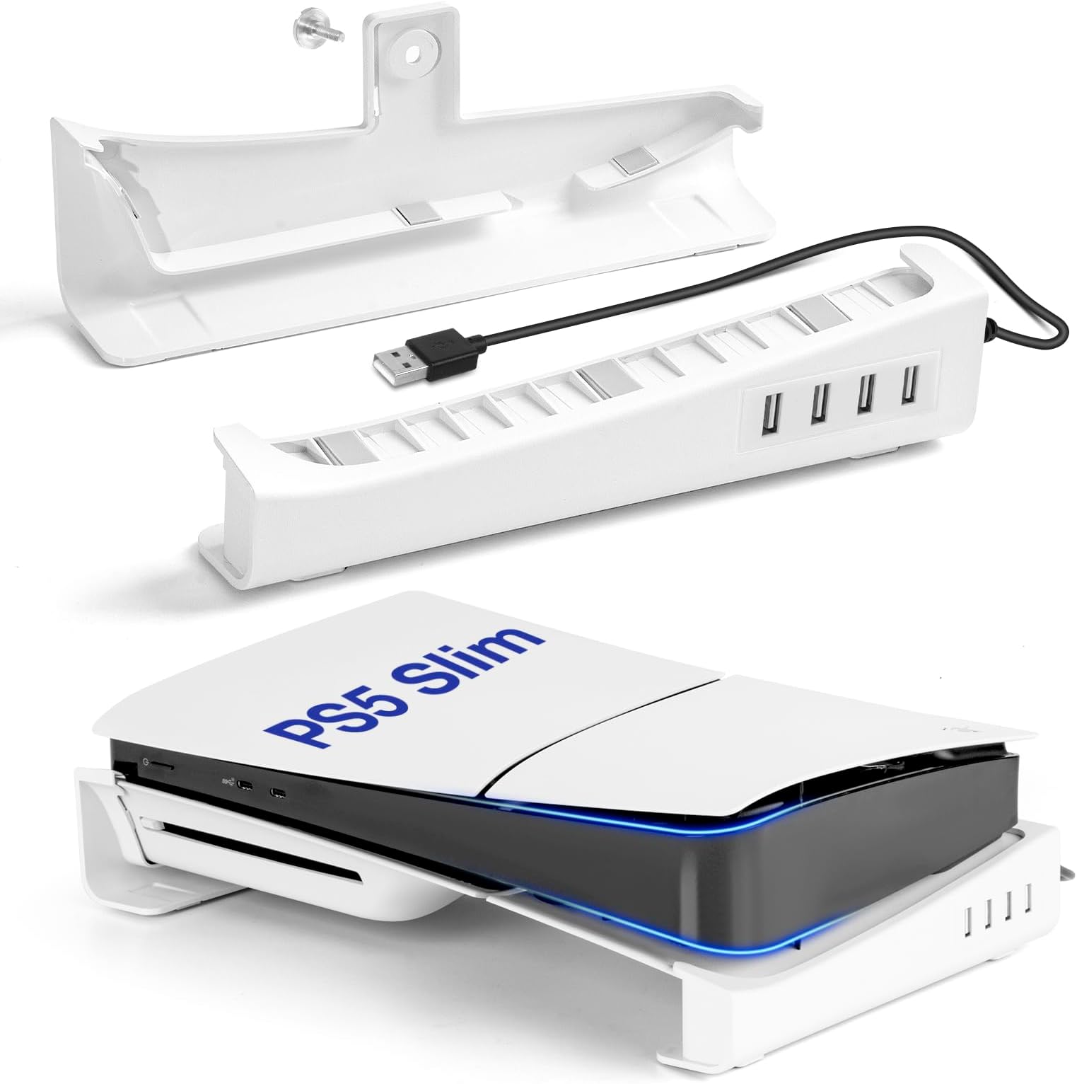 Amazon.co.jp: ISTATSO【新型PS5 対応】PS5 Slim用 スタンド ps5 横置きスタンド PS5 slim用収納アクセサリー 4つのUSBポート付き 転倒防止 地震 ...