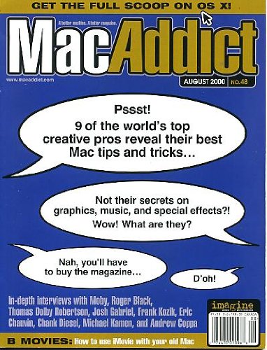 MacAddict August 2000 w/CD 9 Pros Tips & Tricks, Use iMovie with Old ...