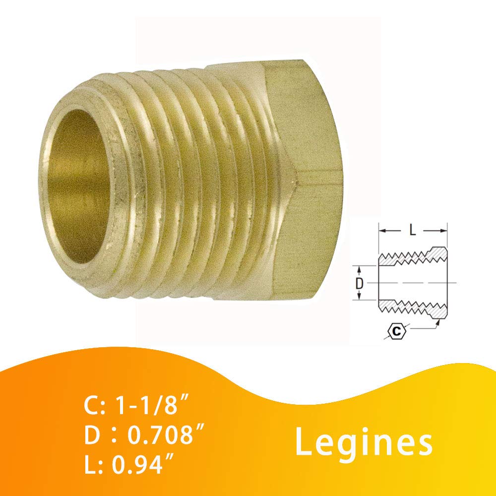 Snapklik.com : Legines Brass Pipe Fitting Hex Bushing 3/4" NPT Male X 1 ...