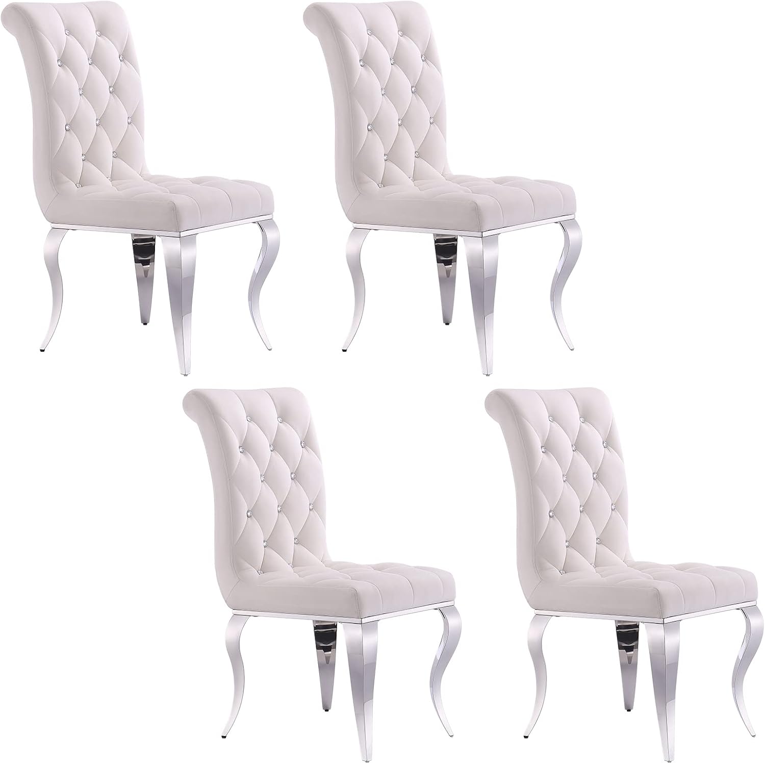 Amazon.com - Anewsun White Dining Chairs, Modern Velvet Upholstered ...