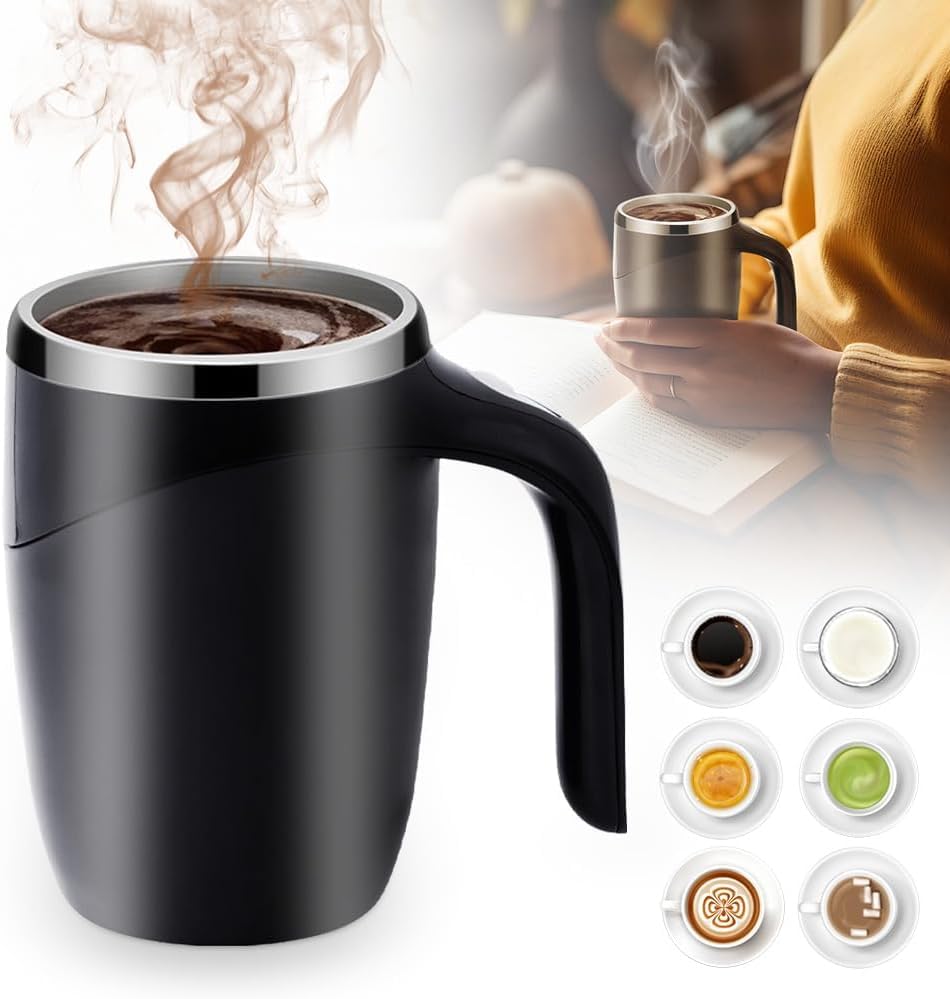 Gahwa Automatic Magnetic Stirring Coffee Mug, Stainless Steel Self ...