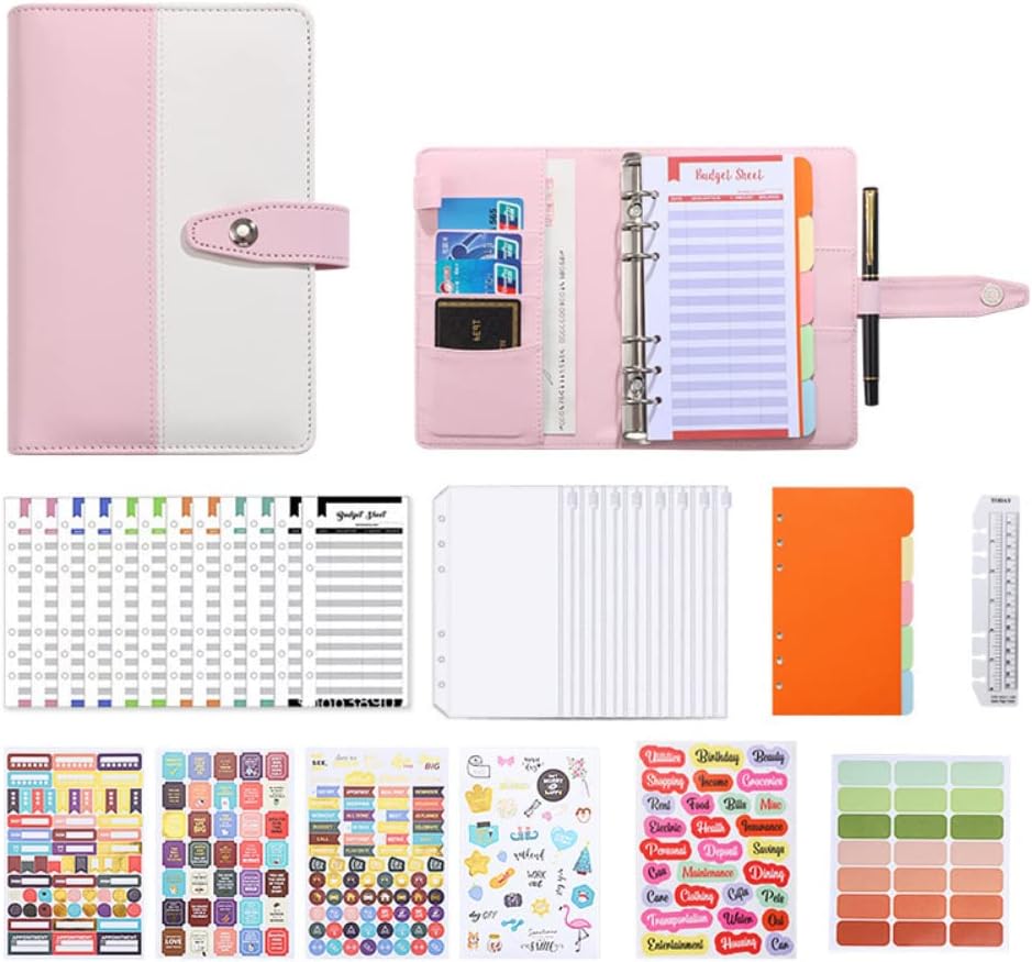 Budget Organiser with Buckle Budget Planner A6 PU Leather Financial ...