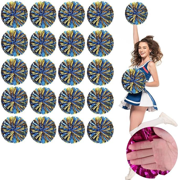 Pom Poms For Crafts 50-Pack Gold & Silver Cheerleading Pom Poms - Bulk ...