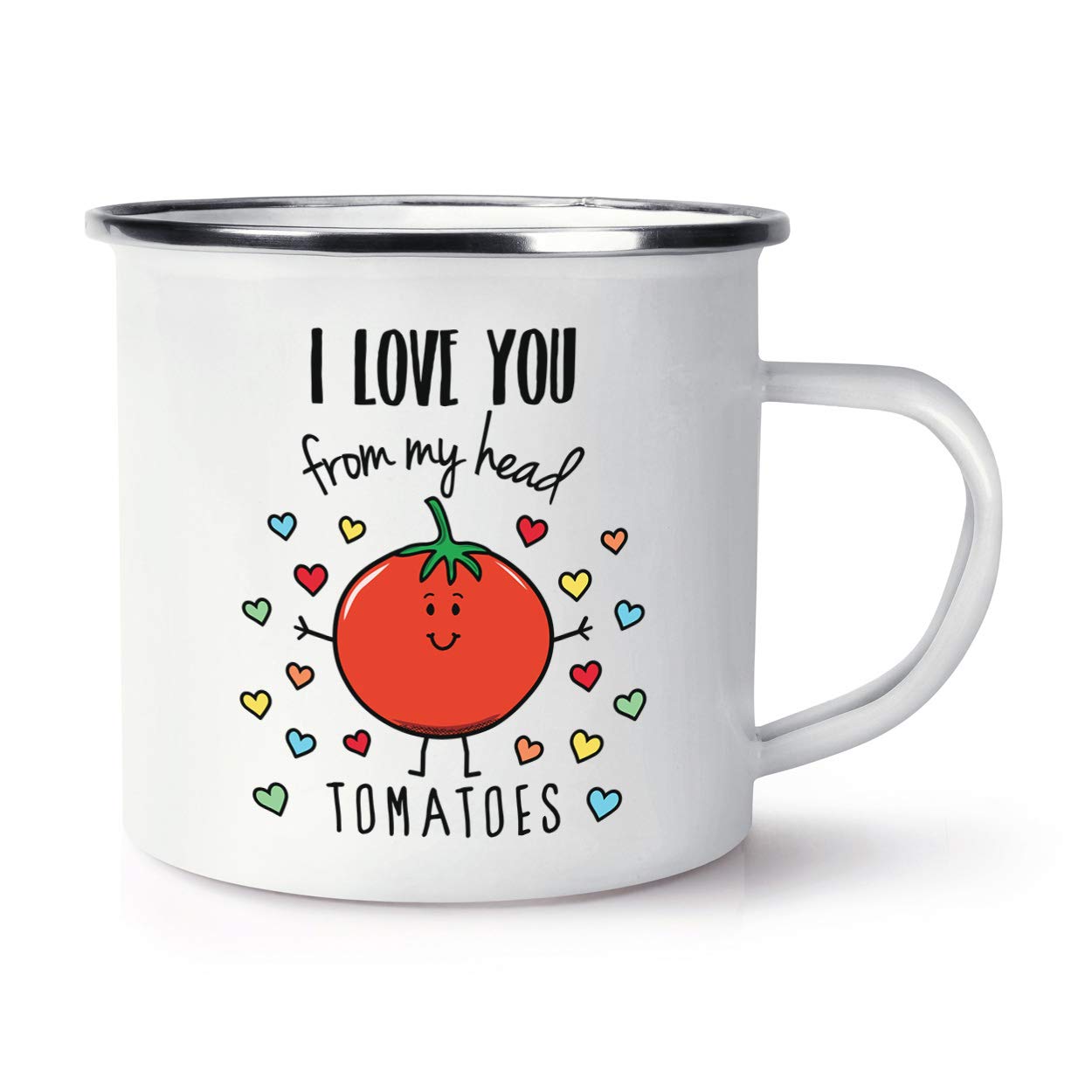 I Love You from My Head Tomatoes Retro Enamel Mug Cup : Amazon.co.uk ...