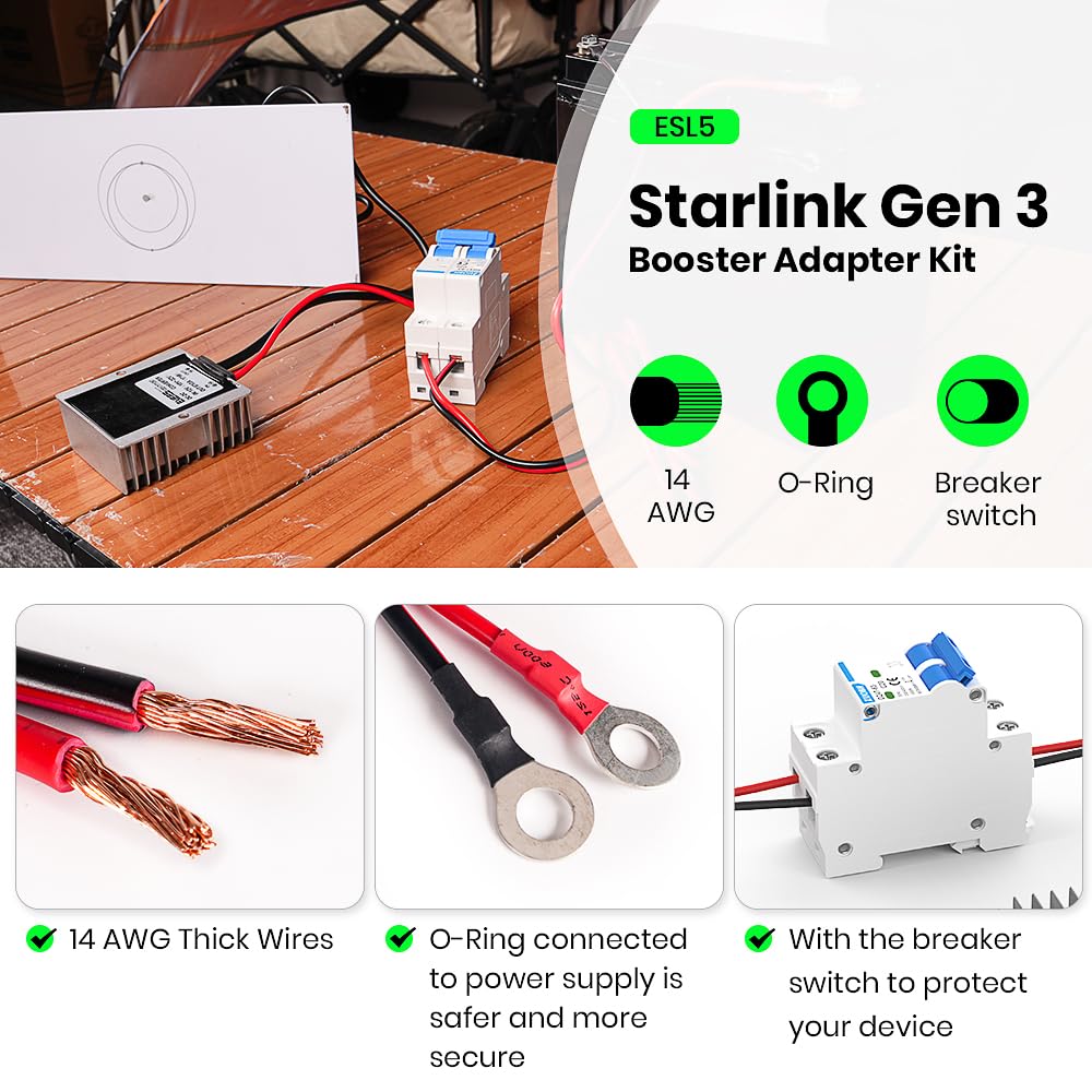 Snapklik.com : For Starlink Gen 3 12V Conversion Kit,12V To 57V DC Step ...