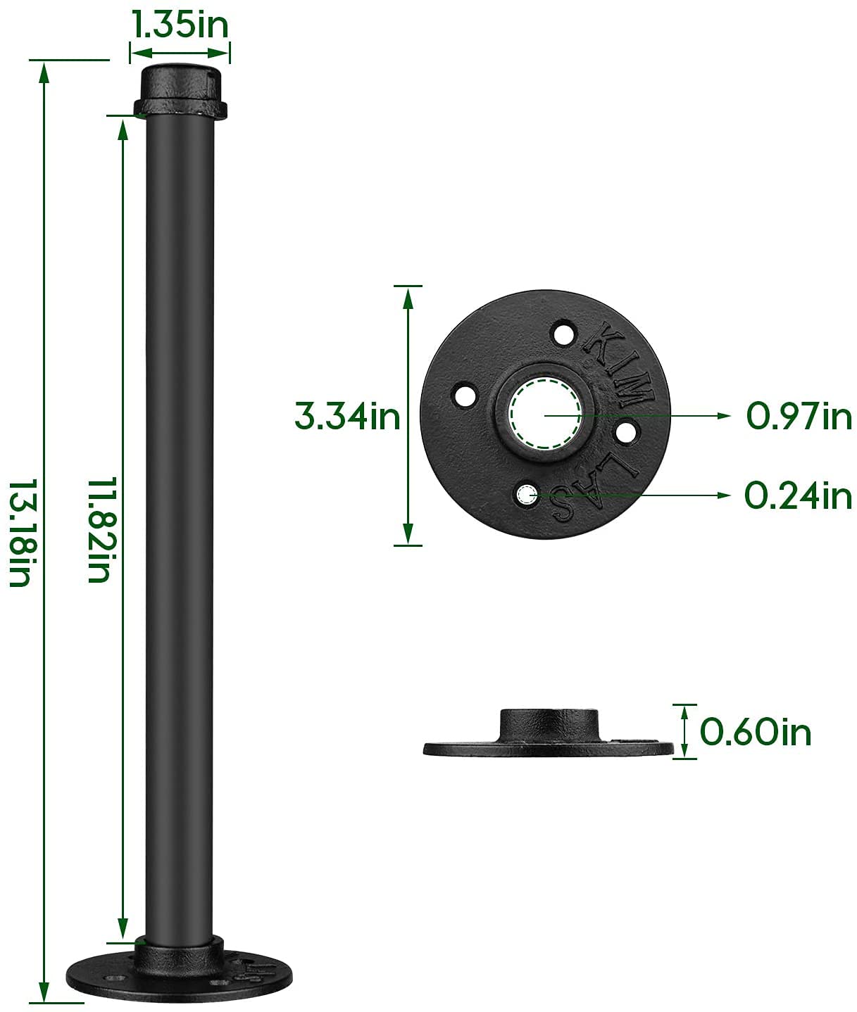 Acrux7 4Pack 12 Inch Wall Mount Clothing Rack Industrial Pipe Clothes ...