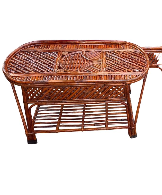 CRAFTCANE Wood Bamboo Cane Coffee Table, Center Table for Living Room ...