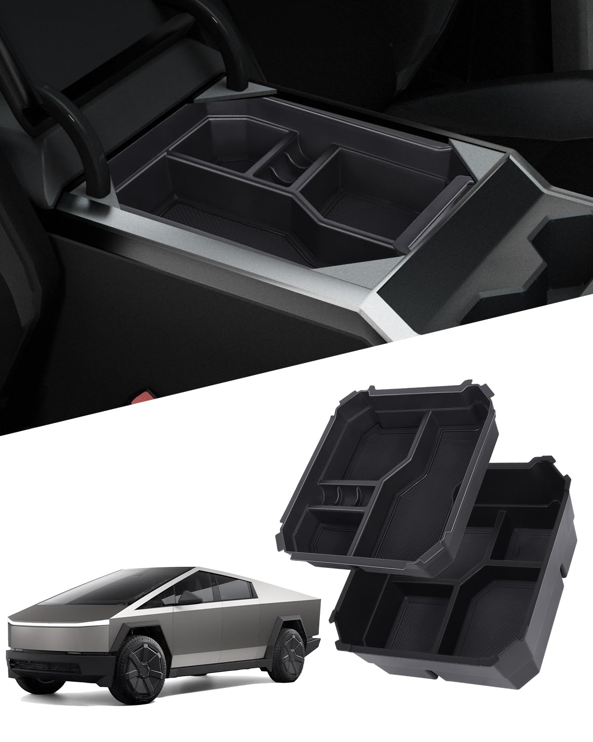 Amazon.com: EVOOOR Double Layer Center Console Organizer for Tesla ...