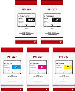 Amazon.com: PFI-207 Ink Tank (MBK/BK/C/M/Y, 300ml) Replacement for Canon PFI207 PFI-207MBK PFI ...