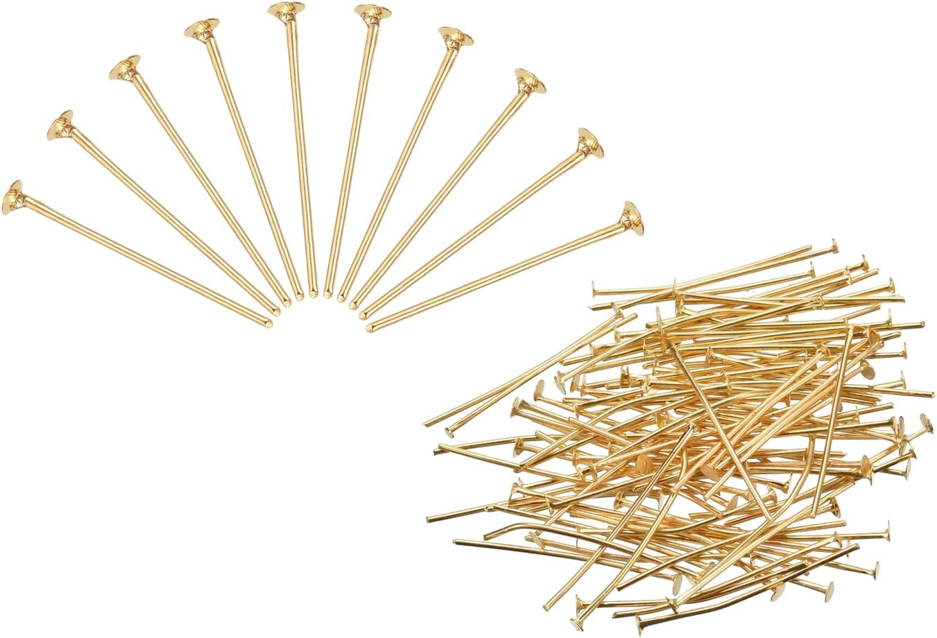 Amazon.com: MECCANIXITY 200Pcs Flat Head Pins for Jewelry Making 30mm Brass Flat Head Pins ...