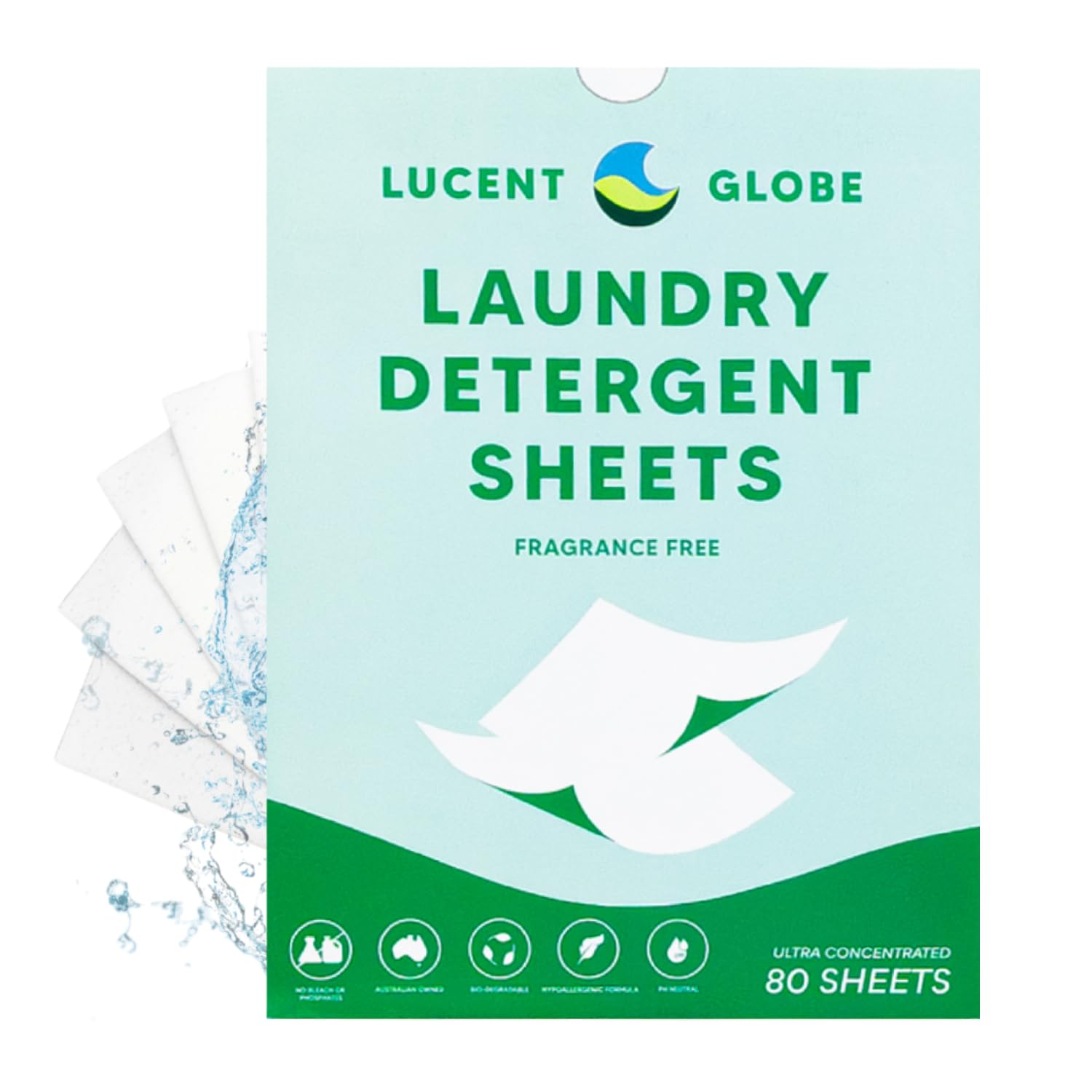 Lucent Globe Sensitive Laundry Detergent Sheets, Plant-Based, Biodegradable, Plastic Free ...
