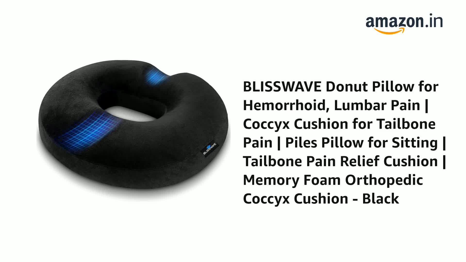 Watch BLISSWAVE Donut Pillow for Hemorrhoid, Lumbar Pain | Coccyx ...